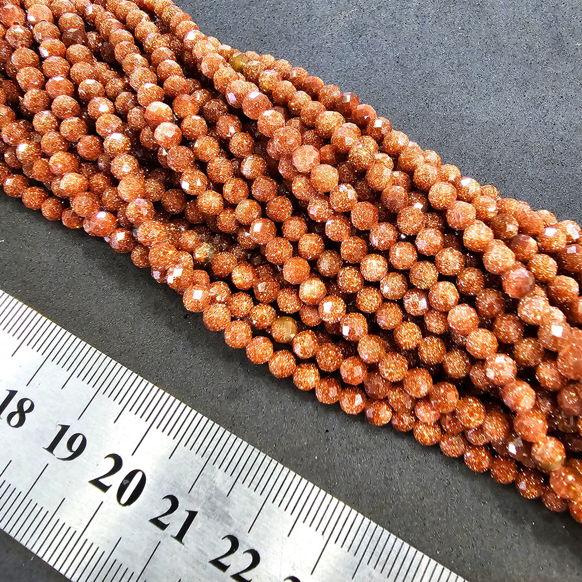 Goldstone 3mm Faceted Round Natural Gemstone Bead Strand – Aussie Bead ...