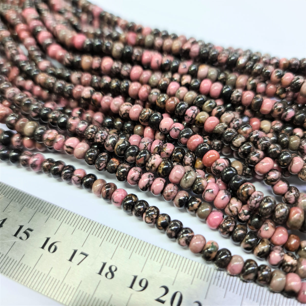 Rhodonite Black Vein 6x4mm Rondelle Natural Gemstone Bead Strand ...