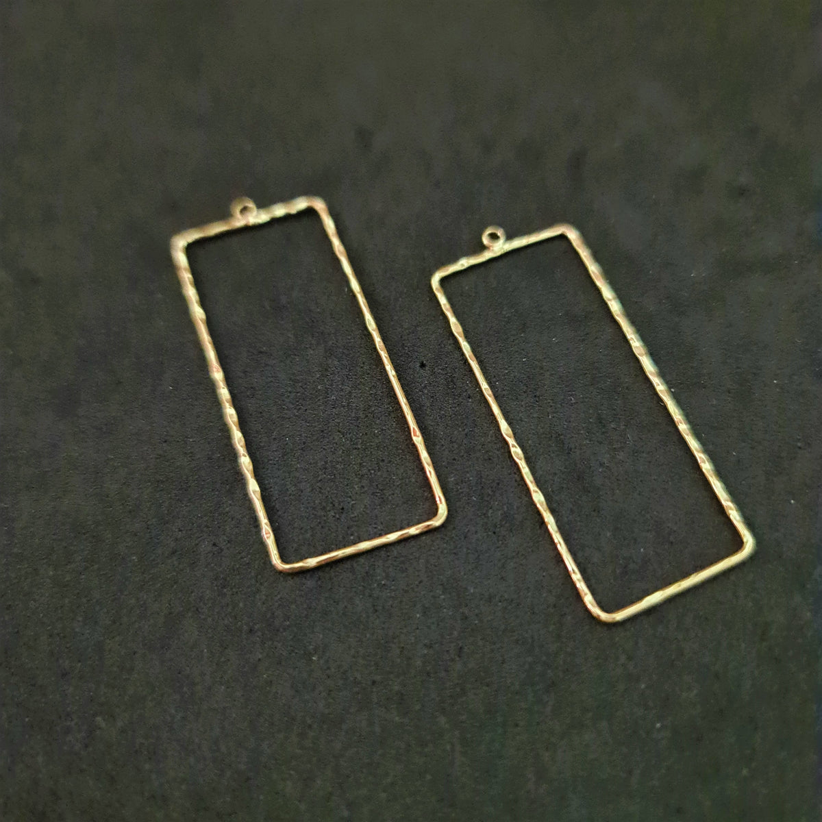 Textured Rectangle Frames 50mm 1 Pair Gold Plated Tarnish Resistant Ea ...