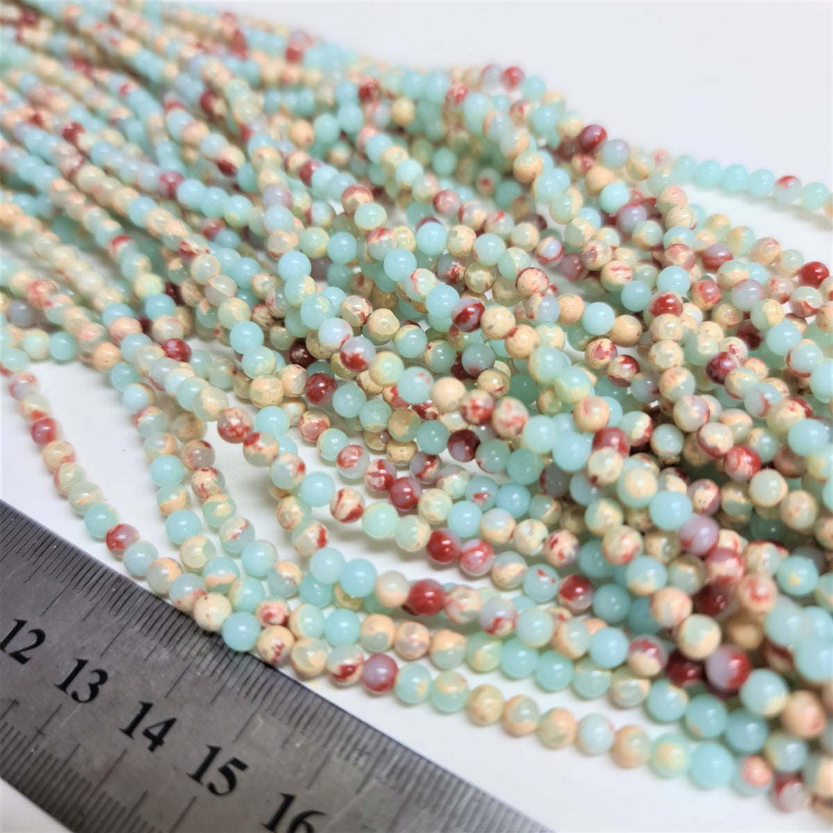 Sea Sediment Sky Blue 4mm Polished Round Dyed Stone Bead Strand ...