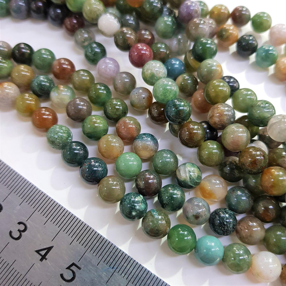 Indian Agate 8mm Polished Round Natural Gemstone Bead Strand – Aussie ...