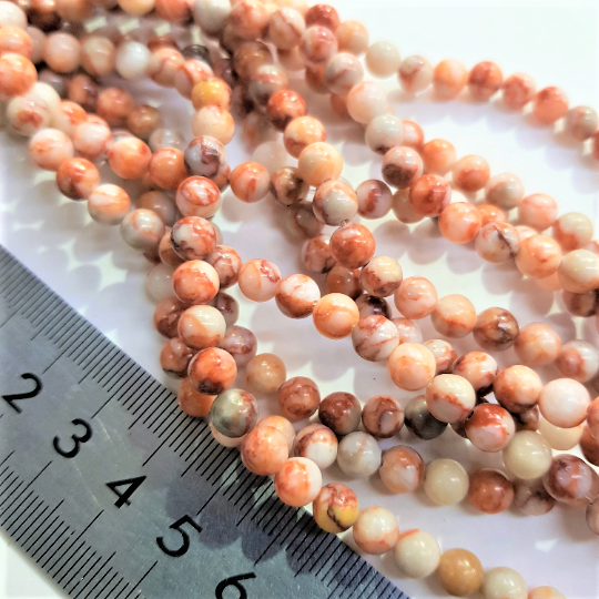 Red Spider Web Jasper 6mm Polished Round Natural Gemstone Bead Strand ...